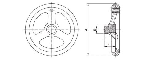 Plastic Three Spoke Offset Handwheel W/ Revolving Handle , Handwheels